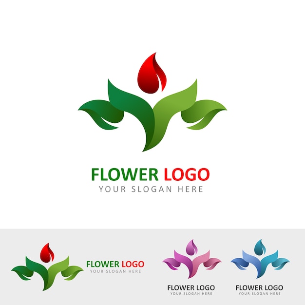 Vibrant Floral Emblem with Leaf Silhouettes and Flame | Jiffy Designs