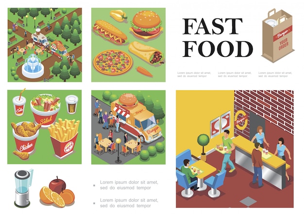 Diverse Collection of Vibrant Fast Food Elements and Scenes | Jiffy Designs