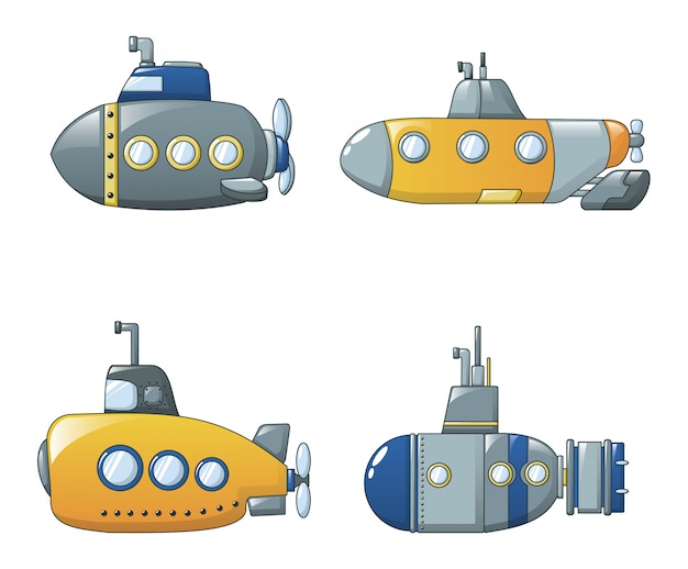 Whimsical Submarine Illustrations Collection with Vibrant Colors and ...