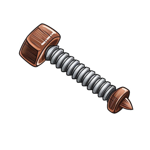 Sturdy Metal Screw with Wooden Head Illustration | Jiffy Designs