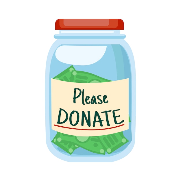 Colorful Donation Jar Filled with Green Bills | Jiffy Designs