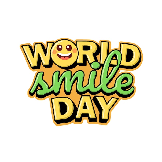 Vibrant Lettering and Cheerful Smiley Celebrating World Smile Day ...