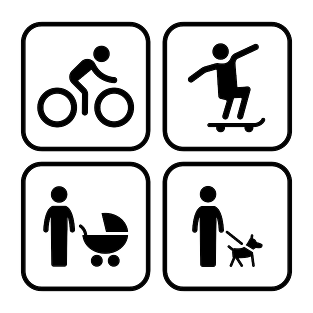 Simple Monochrome Pictograms Depicting Common Activities | Jiffy Designs