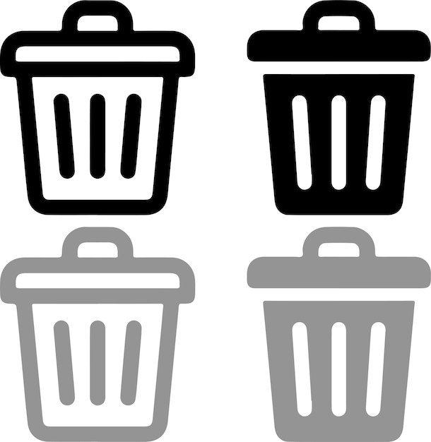 Minimalist Trash Can Icons in Black and Gray Tones | Jiffy Designs