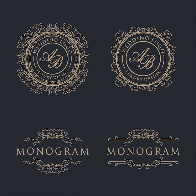 Elegant Monogram Logos with Ornate Flourishes and Calligraphic ...