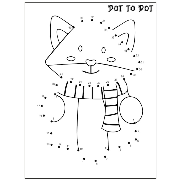 Playful Feline Dot-to-Dot Puzzle: Whimsical Cat Illustration | Jiffy ...