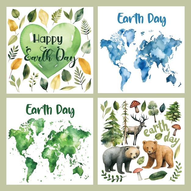 Vibrant Nature Motifs and World Maps for Earth Day Celebration | Jiffy ...