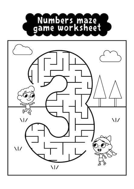 Playful Number Maze Game Worksheet for Kids | Jiffy Designs