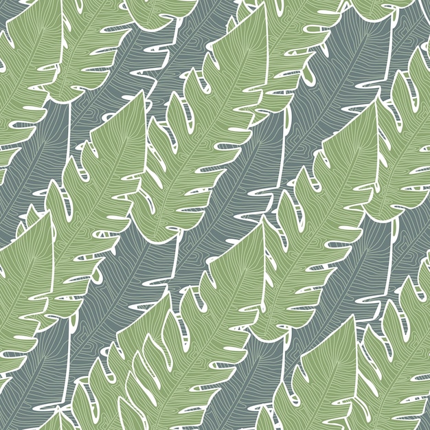 Stylized Fern Frond Pattern in Green and Gray Tones | Jiffy Designs