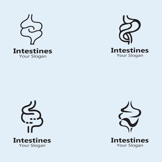 Stylized Intestine Symbols in Minimalist Black and White | Jiffy Designs