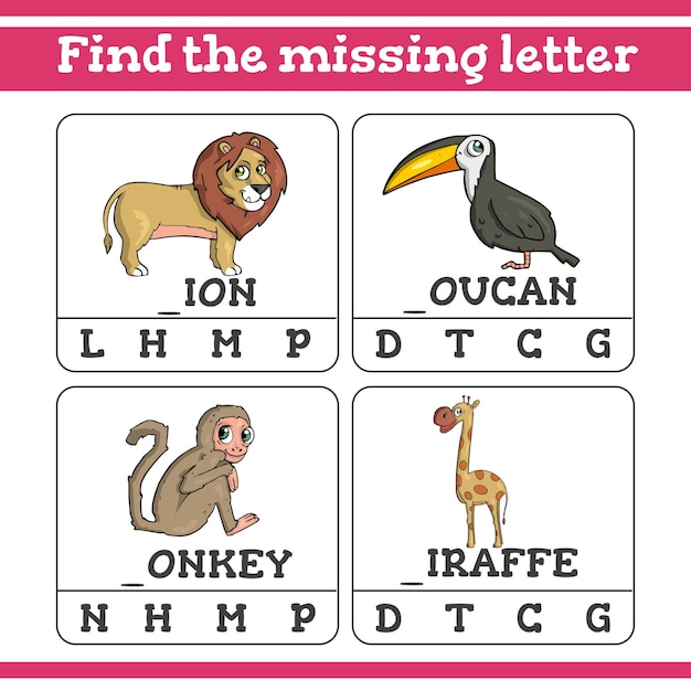 Discover the Missing Letter in Vibrant Animal Images | Jiffy Designs
