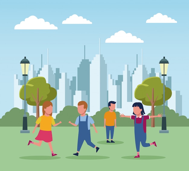 Vibrant City Skyline with Lively People Strolling | Jiffy Designs