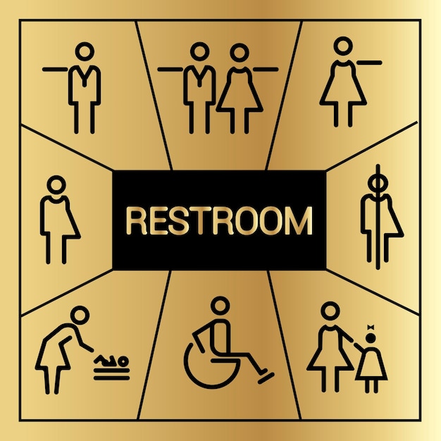 Minimalist Restroom Signage with Diverse Stick Figure Icons | Jiffy Designs