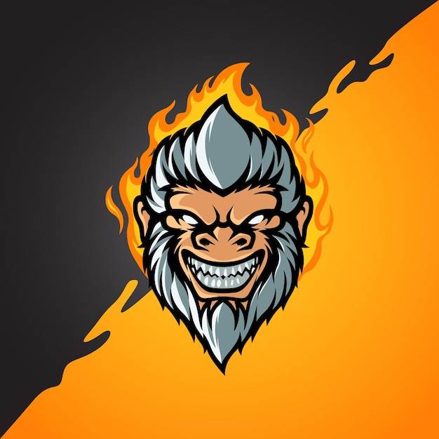 Fierce Yeti Mascot Roaring in Fiery Flames | Jiffy Designs