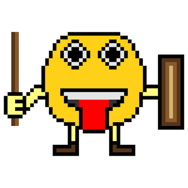 Retro Pixel Art Pac-Man Character with Stick | Jiffy Designs