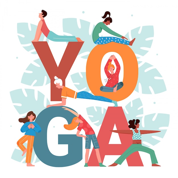 Vibrant Yoga Poses and Figures in Geometric Composition | Jiffy Designs