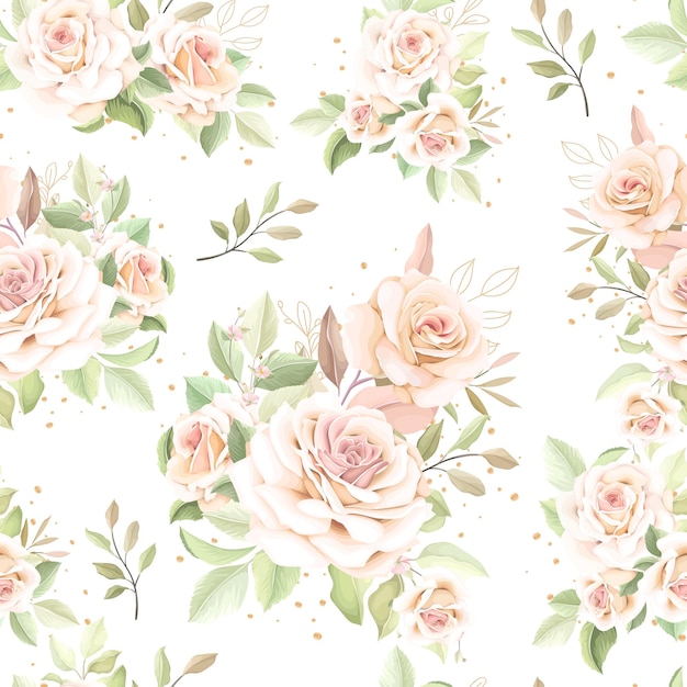 Delicate Blush Rose Floral Pattern on White Background | Jiffy Designs