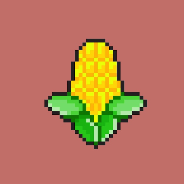 Vibrant Pixel Art Corn Cob on Coral Background | Jiffy Designs