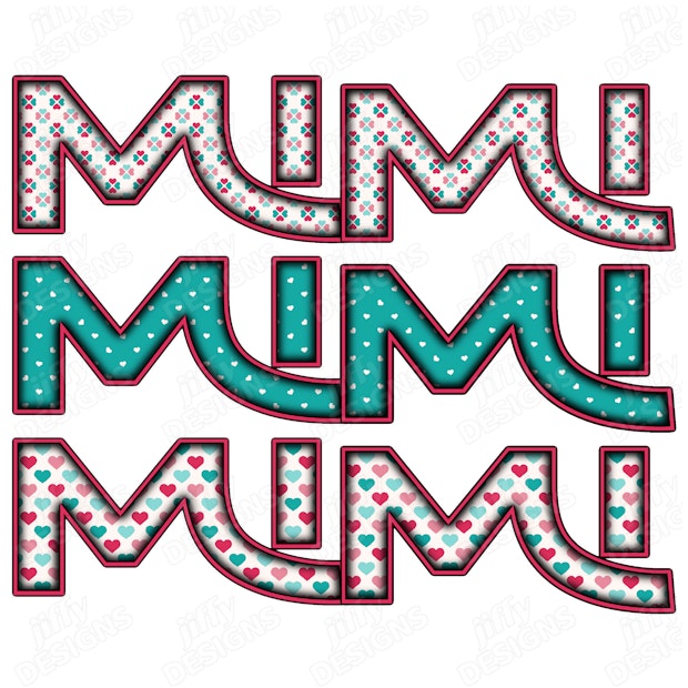 'Mimi' Retro-Style Lettering with Polka Dot Pattern and Dual-Tone ...