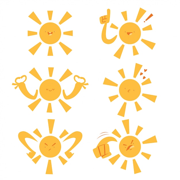 Vibrant Sun Symbols Collection with Diverse Expressions | Jiffy Designs