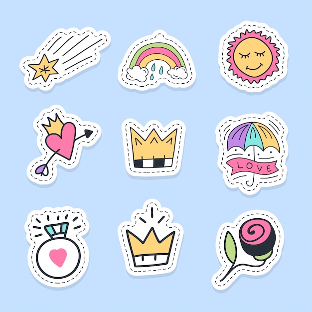 Vibrant Sticker Collection: Whimsical Symbols of Joy and Wonder | Jiffy ...