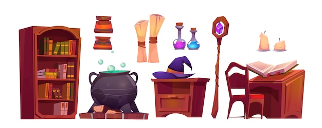 Cozy Wizard's Study with Enchanting Potions and Magical Artifacts ...