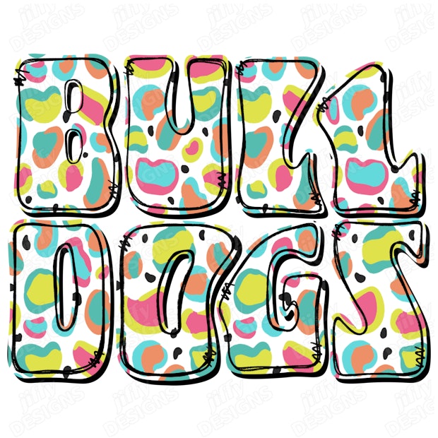 'Bull Dogs' Playful Typography with Vibrant Polka Dot Pattern | Jiffy ...