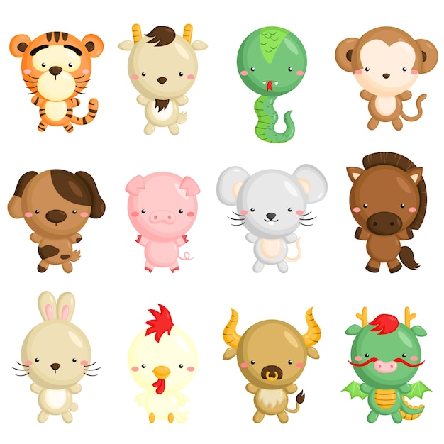 Charming Collection of Twelve Cartoon Animal Illustrations | Jiffy Designs