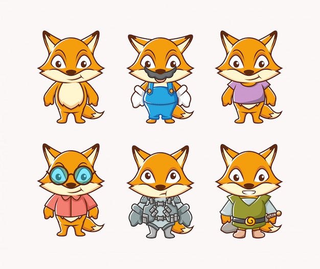 Playful Fox Characters in Diverse Outfits and Expressions | Jiffy Designs