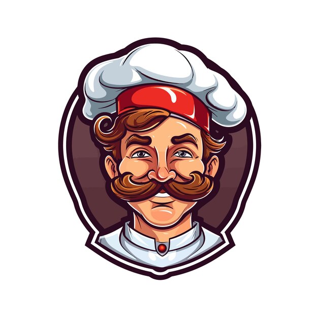 Jolly Chef with Curly Mustache and Toque Hat | Jiffy Designs