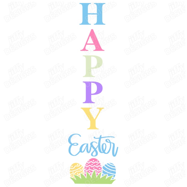 'Happy Easter' Vertical Typography with Colorful Decorated Eggs | Jiffy ...