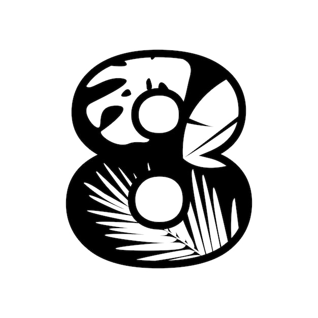 Bold Black Number Eight with Abstract Organic Design Elements | Jiffy ...