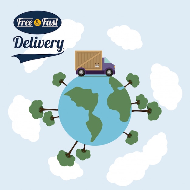 Eco-Friendly Global Delivery Illustration with Cardboard Truck | Jiffy ...