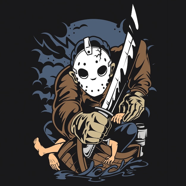 Sinister Slasher in the Shadows: A Chilling Horror Icon | Jiffy Designs