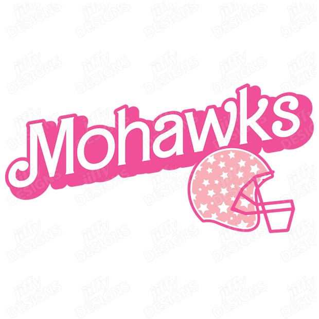 'Mohawks' Bold Pink Typography with Starry Football Helmet Graphic ...