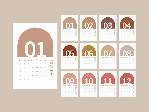Minimalist Calendar with Earthy Tones and Geometric Shapes | Jiffy Designs