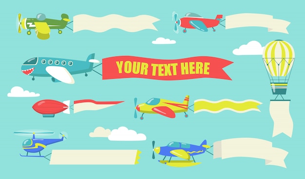 Vibrant Collection of Retro Aircraft and Airborne Banners | Jiffy Designs