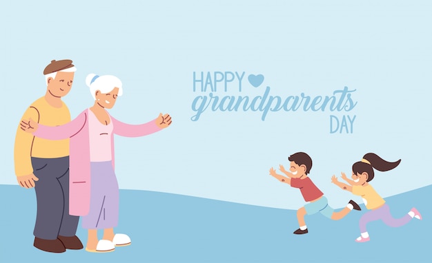 Grandparents Embracing Grandchildren on Happy Grandparents Day | Jiffy ...
