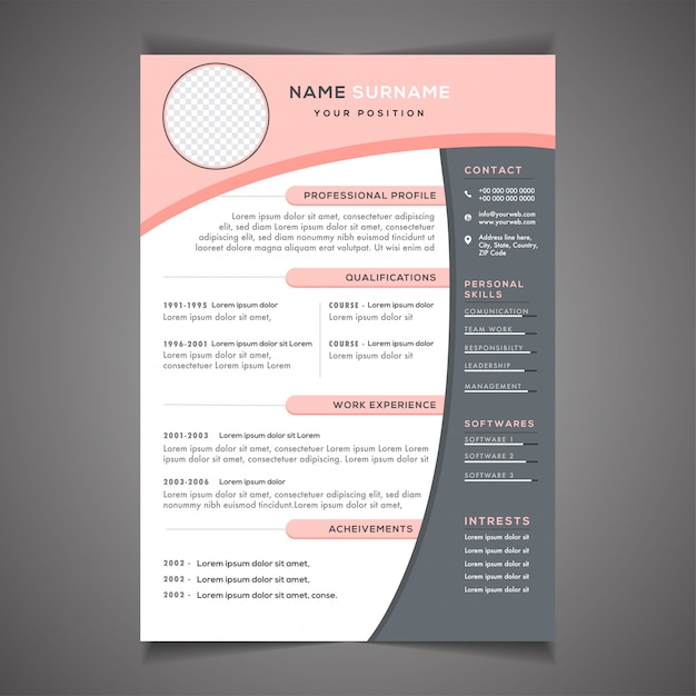 Modern Resume Template with Geometric Accents and Coral Highlights ...