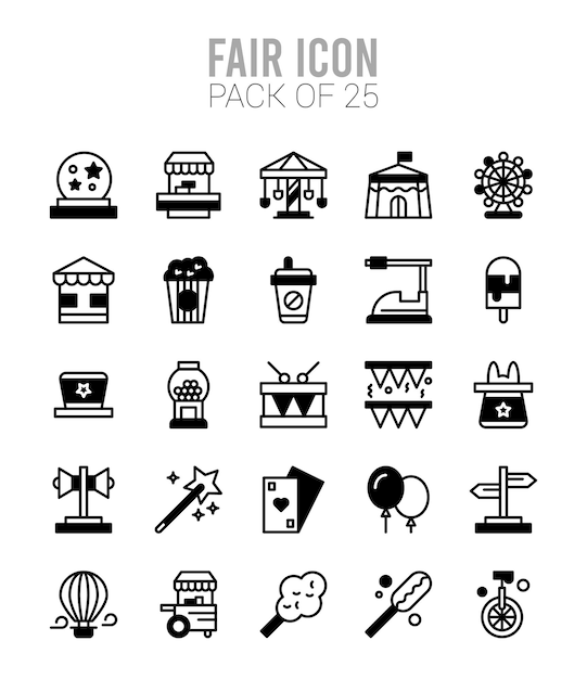 Diverse Collection of Versatile Fair-Themed Vector Icons | Jiffy Designs