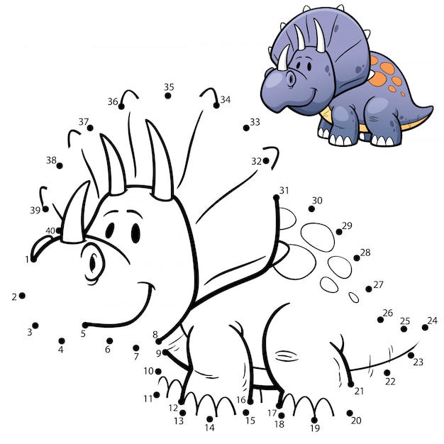 Adorable Triceratops Dinosaur Dot-to-Dot Puzzle | Jiffy Designs