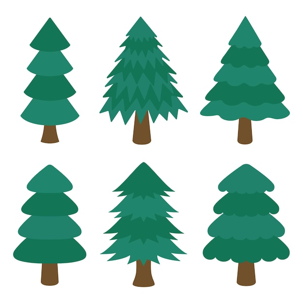 Vibrant Evergreen Forest: A Collection of Stylized Pine Trees | Jiffy ...