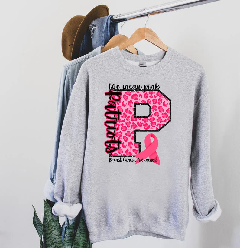 'We Wear Pink' Leopard Print Letter P with Breast Cancer Awareness ...
