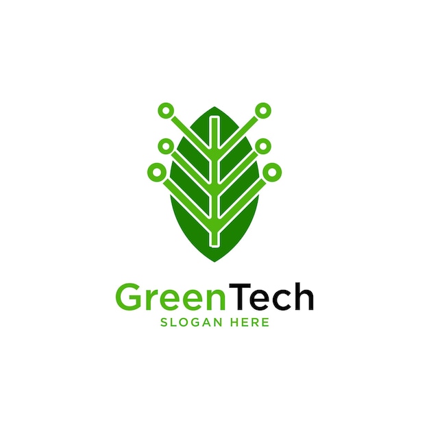 Vibrant Green Tech Leaf Logo with Modern Geometric Design | Jiffy Designs