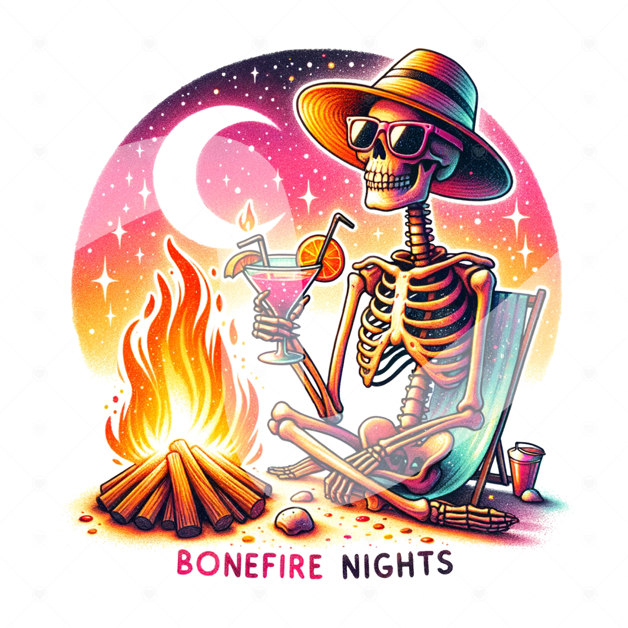 'Bonefire Nights' Featuring Vibrant Skeleton Enjoying Beachside ...