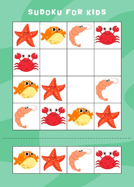Vibrant Sea Creature Sudoku for Kids | Jiffy Designs