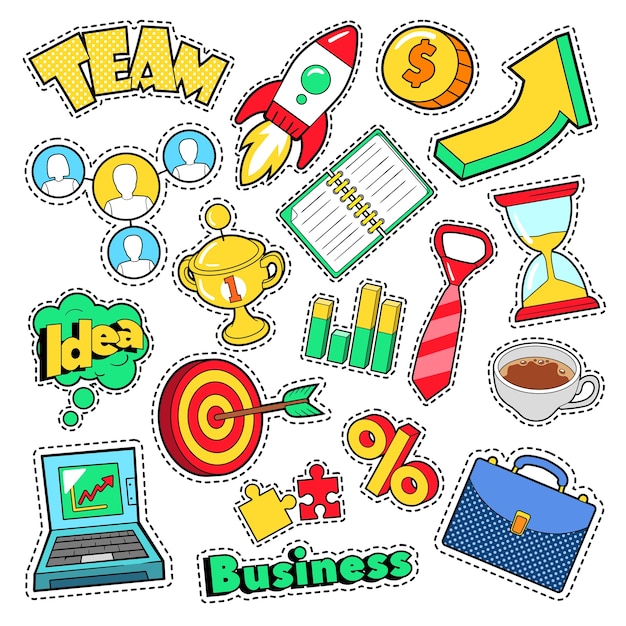 Vibrant Collection of Business and Team-Oriented Icons and Symbols ...