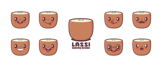 Charming Lassi Drink Collection with Expressive Faces | Jiffy Designs