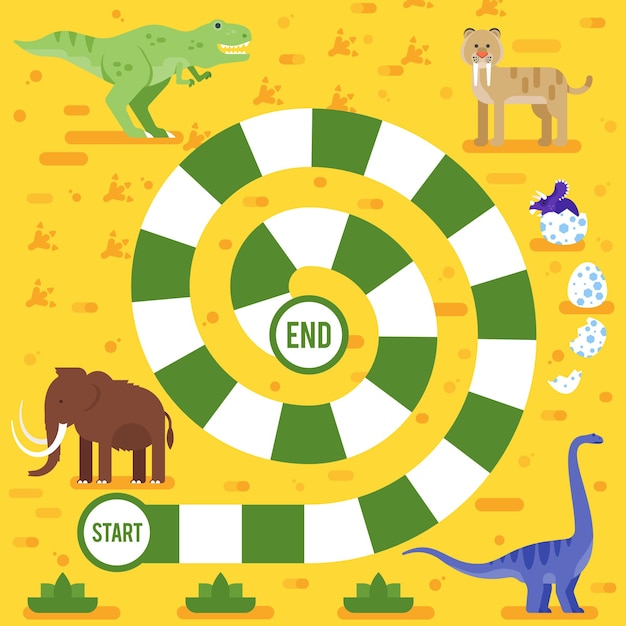 Whimsical Dinosaur Game Board with Playful Animal Companions | Jiffy ...