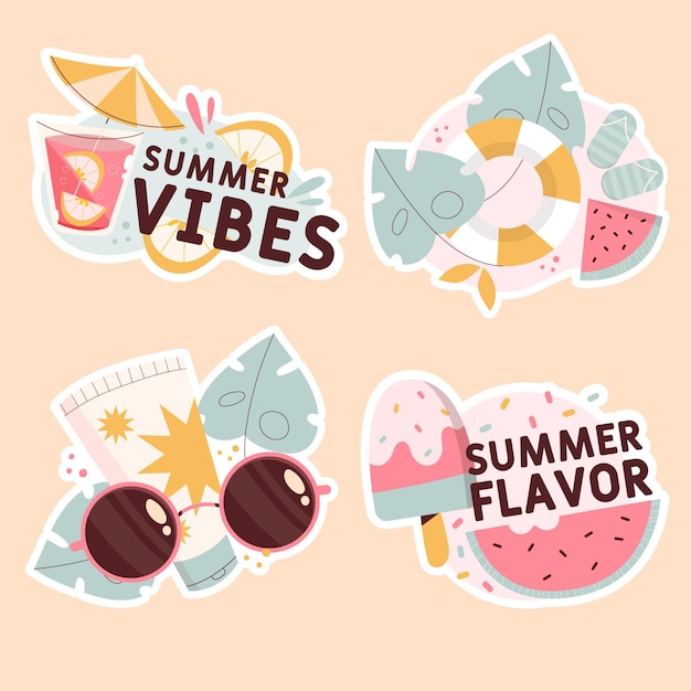 Vibrant Summer-Themed Sticker Collection with Tropical Motifs | Jiffy ...